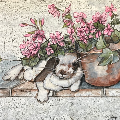 Hand Painted Slate Spring Bunny Easter Decor Welcome Sign - Etsy