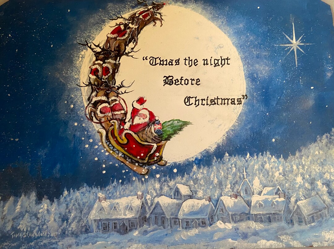 Santa Reindeer and Sleigh, Slate Painting, Christmas Holiday Decor - Etsy