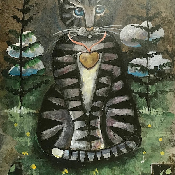 Cat Folk Art - Etsy