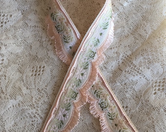 Antique Vintage French Ribbon, 1 1/2” Wide, Embroidered Ribbon, 35 ...