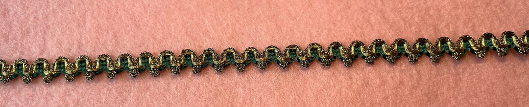 Antique Vintage Metallic Trim, 7/16”, Antique Gold With Dk Green Insert ...