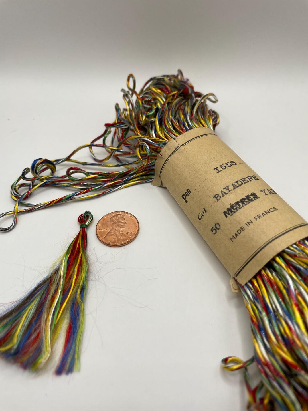 Vintage Multi Colored Wrapped Cord, Can Be Used to Make Tassels, French ...