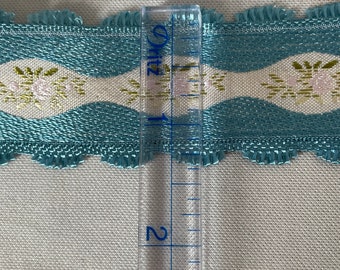 Antique Vintage French Ribbon, 1 1/2” Wide, Embroidered Ribbon, 35 ...