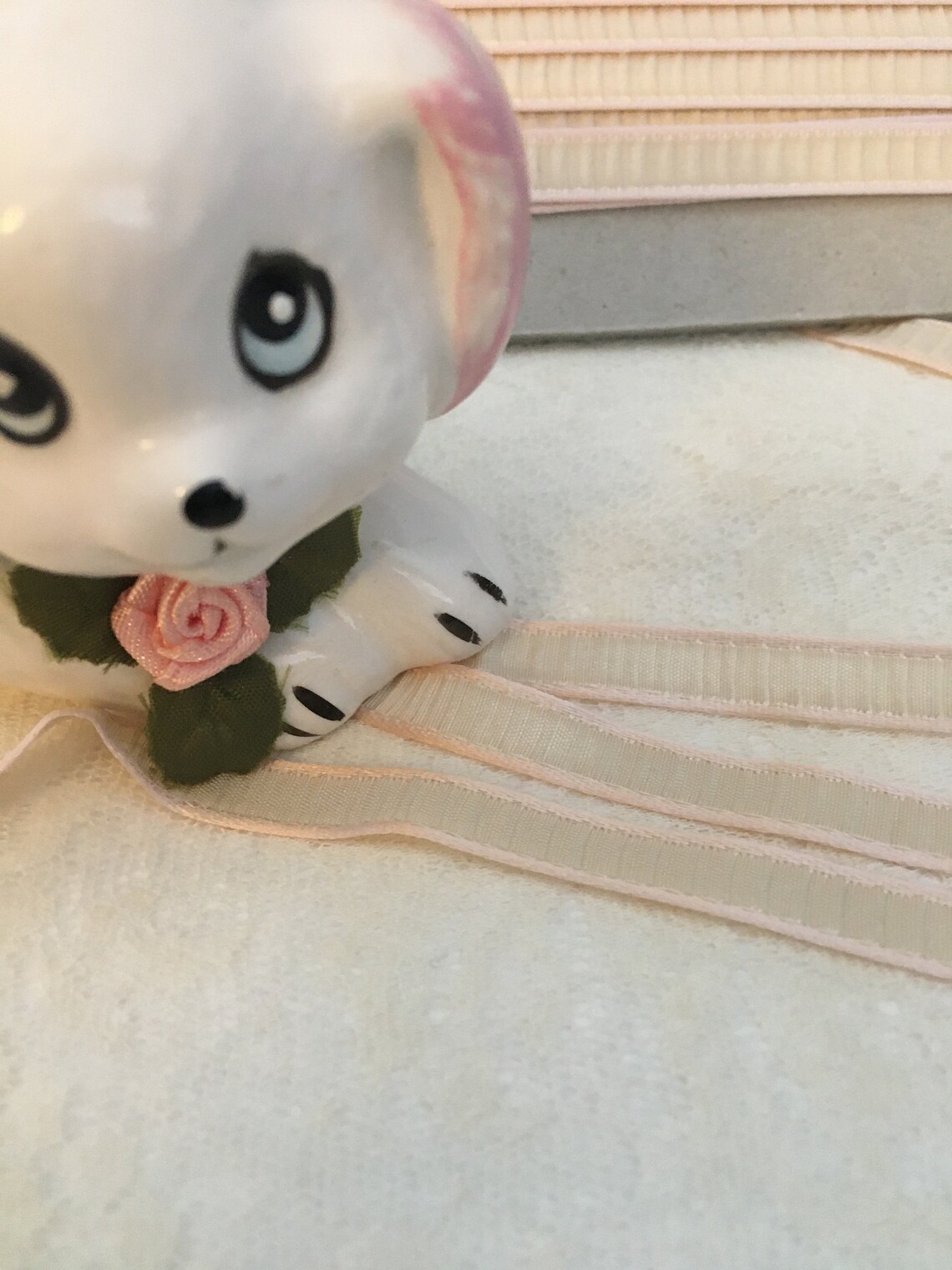 Plisse French Ribbon Ivory With Pink Edge 1/4 Wide 100% | Etsy