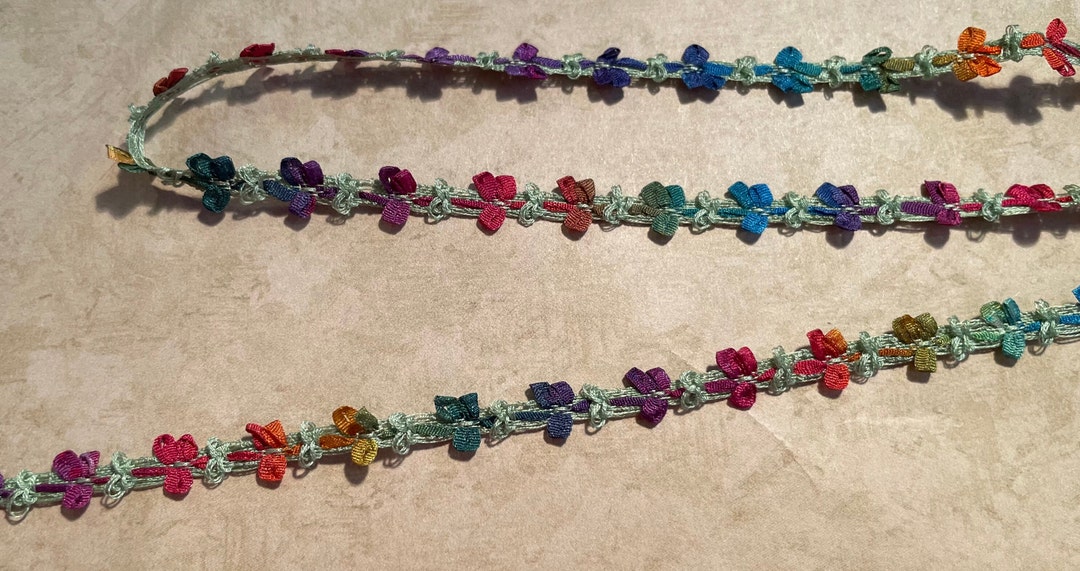 Buds N Bows, 2mm V/801 Rocco Trim, 1 Yd Cuts, 100% Silk Ribbon Overdyed ...