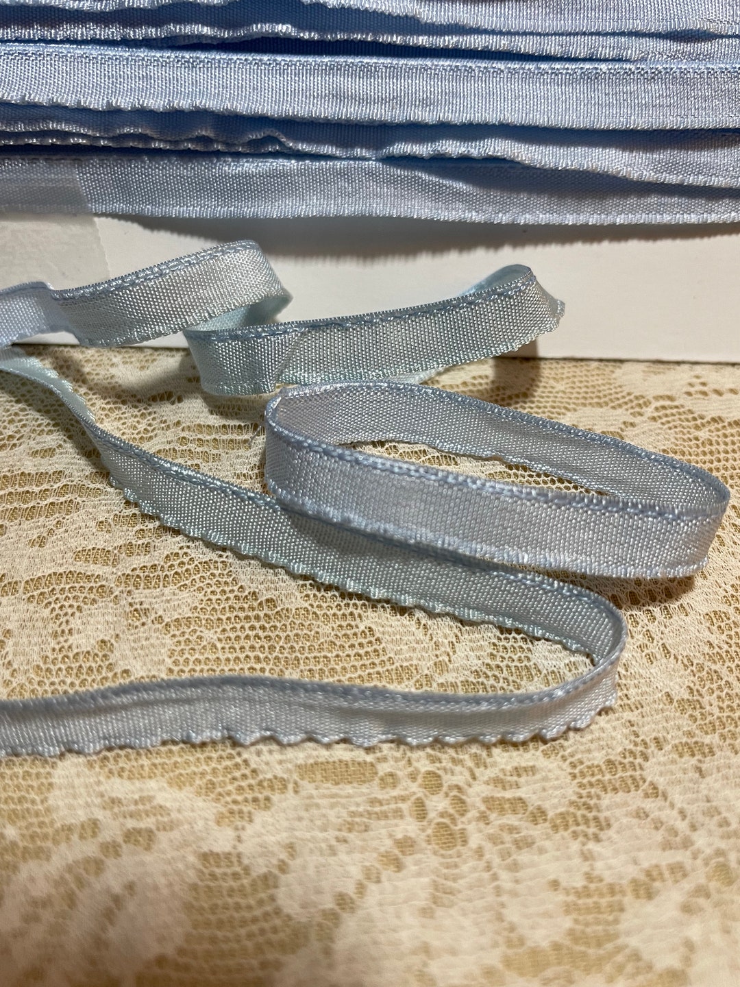 Vintage Lettuce Edge, 1/4”, Rayon, Ruffled Edge, Lt Blue, Made in ...