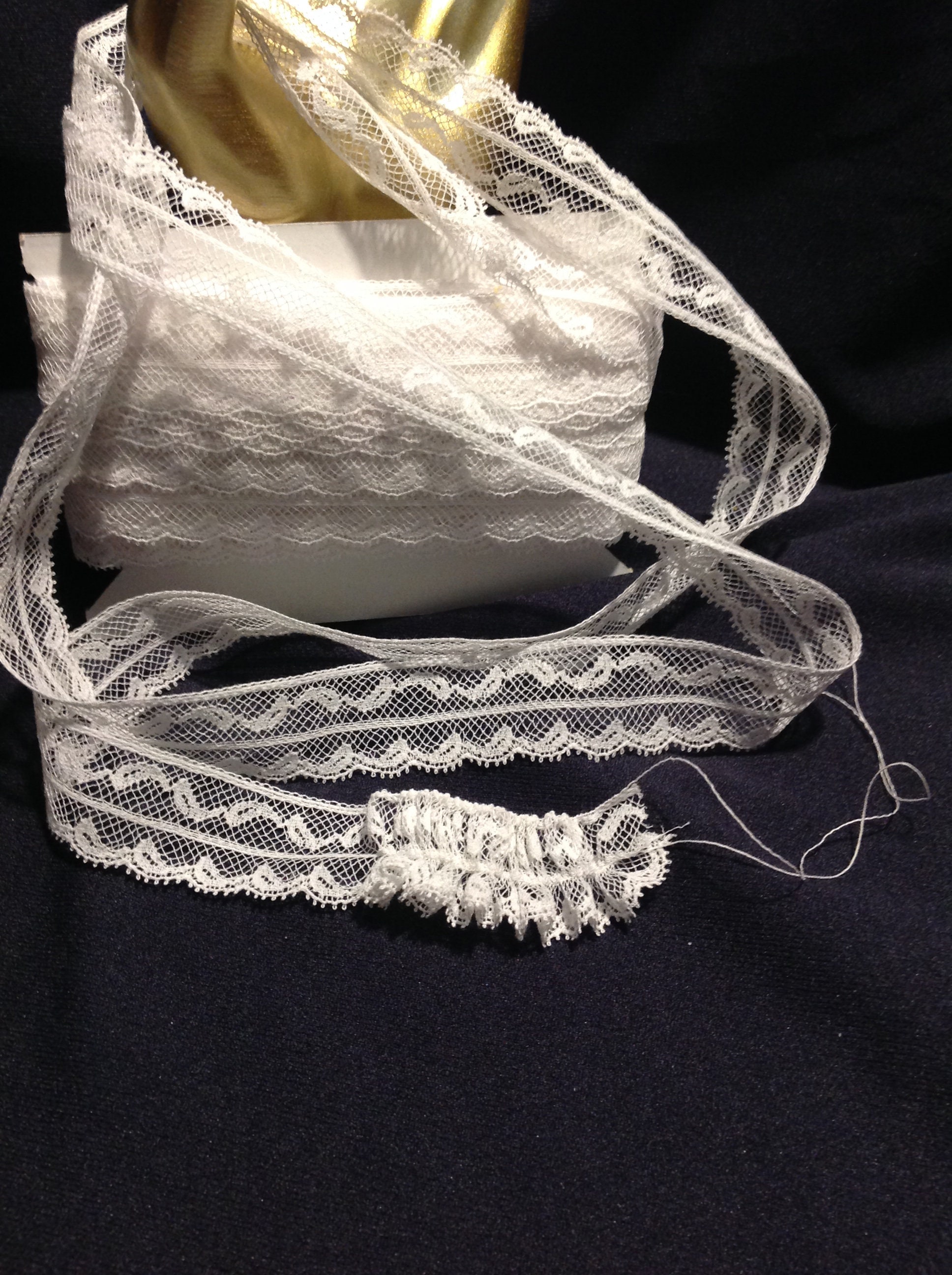 1y, French Lace With Strings so It Can Rusch, All Cotton, 1 Wide, 2 ...