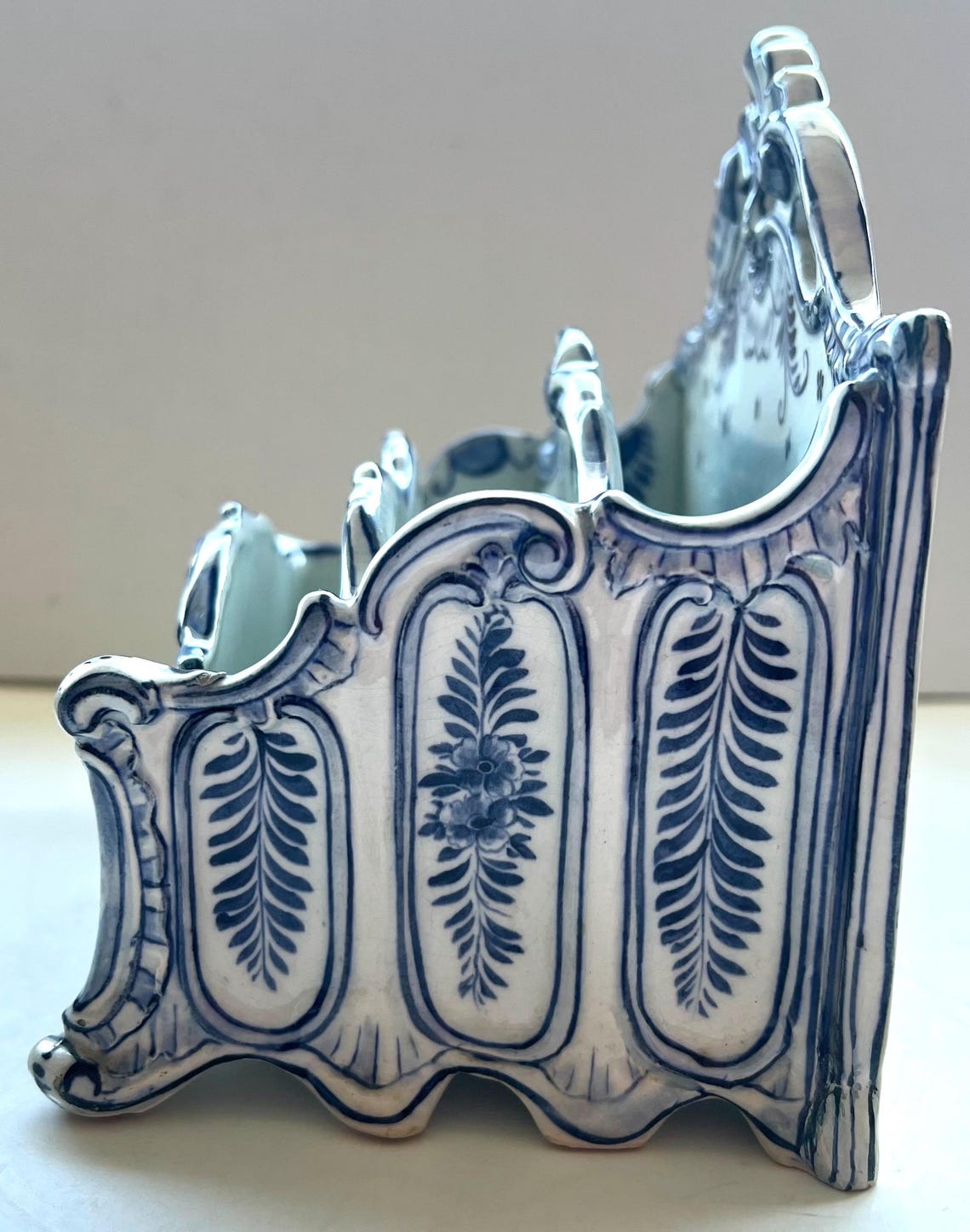 Royal Bonn Delft Antique Letter Holder, 6-1/4” Tall at Tallest, 7.5” W ...