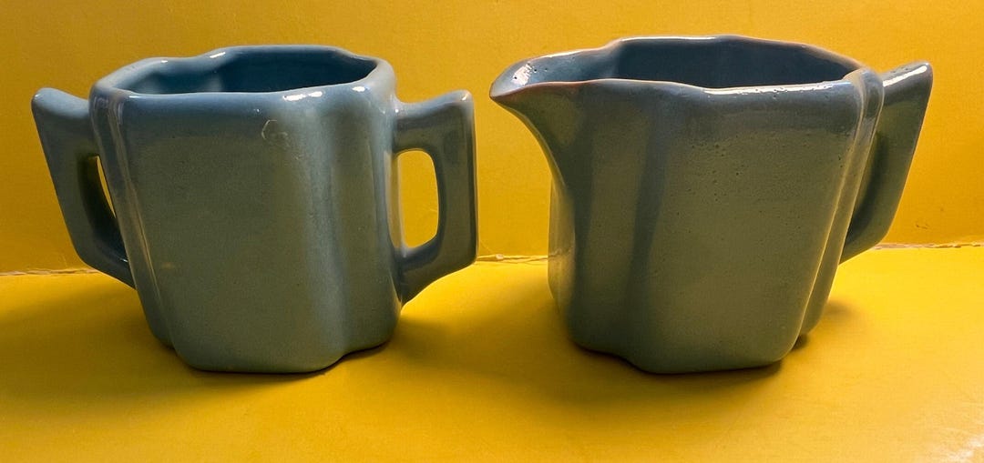 Rosemeade Pottery Blue Empire Sugar & Creamer Set, 2-1/4” - Etsy
