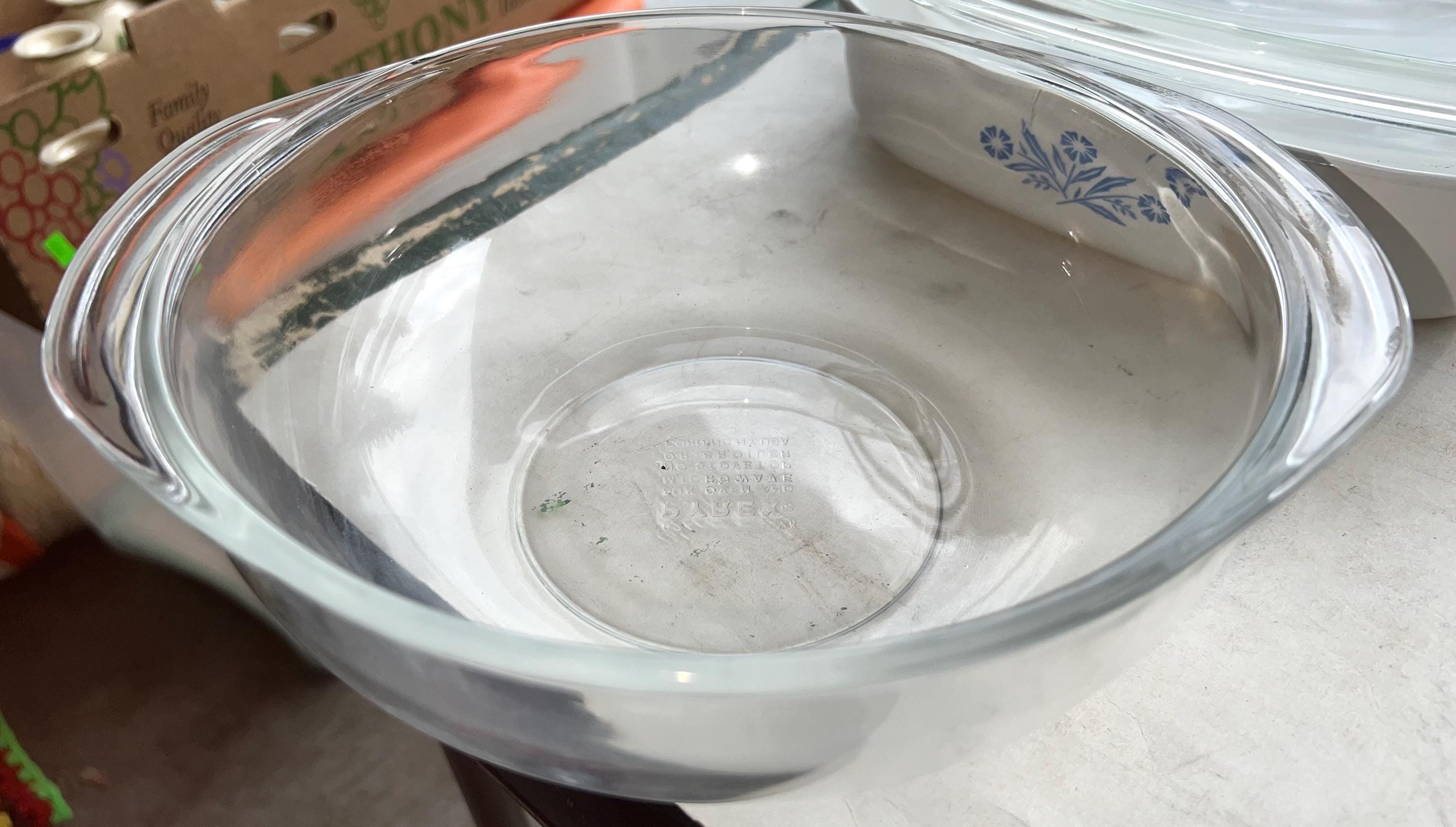 Pyrex 024 2-qt Clear Glass Casserole & Clear Glass Flat Lid, About 8-3/ ...