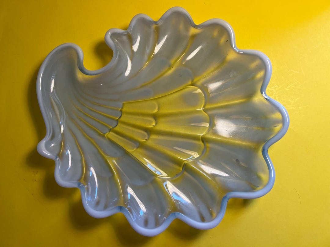 Duncan & Miller Blue Opalescent Glass Sanibel 8-1/2” Tray - Etsy