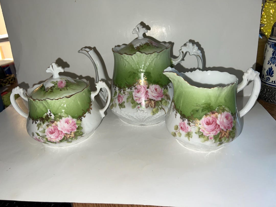 Austria Austrian Porcelain Tea Set; Teapot 4” Tall W/o Lid, Sugar W/lid ...