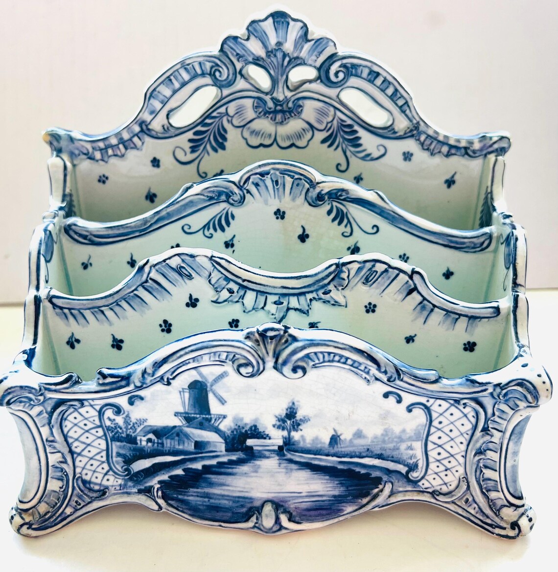 Royal Bonn Delft Antique Letter Holder, 6-1/4” Tall at Tallest, 7.5” W ...