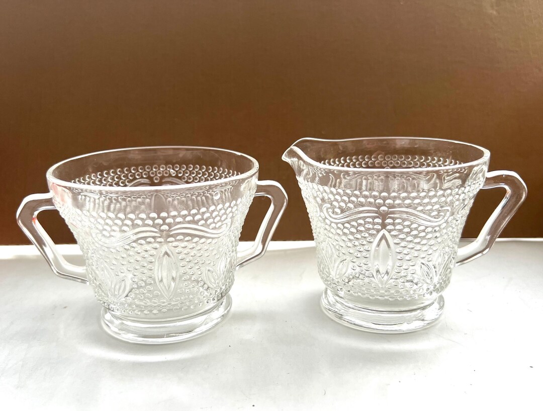 Depression Glass HTF Crystal Heritage Sugar & Creamer Set, Perfect ...
