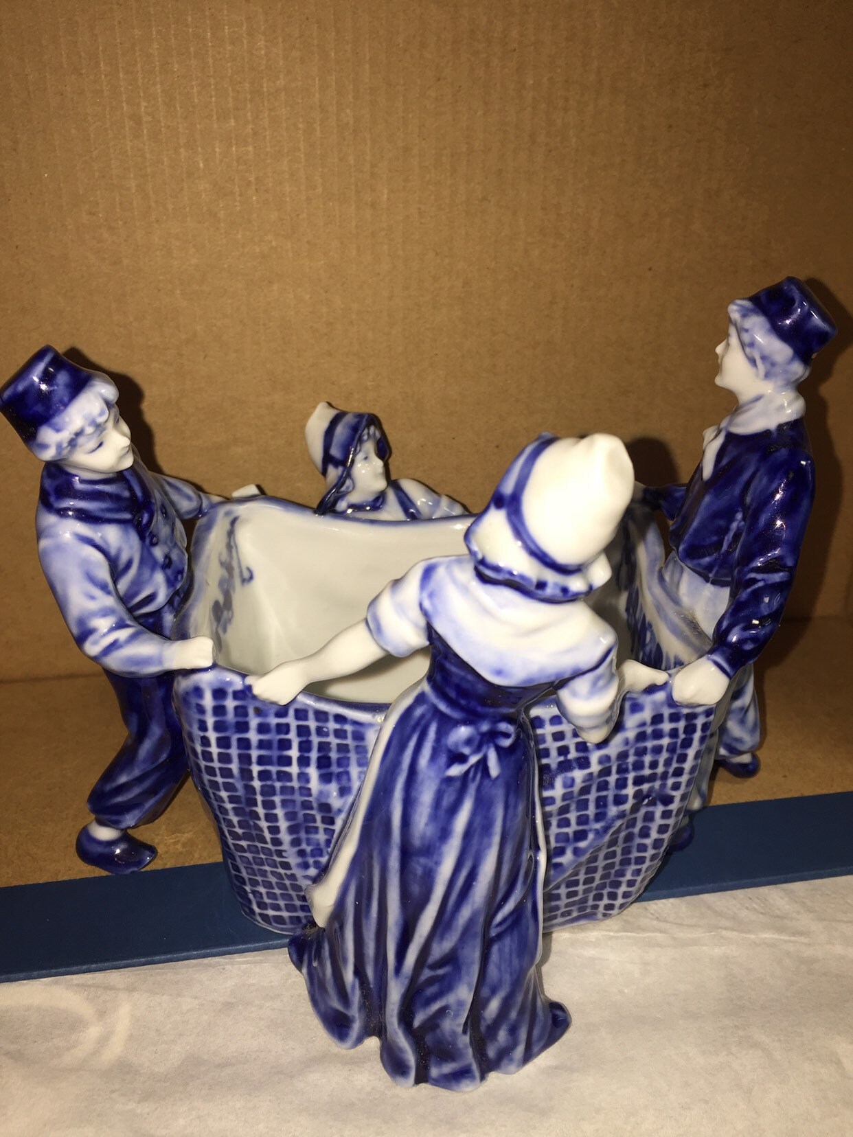 Rauenstein Thuringia Delft Porcelain 4 Figures in Fishing Attire Around ...