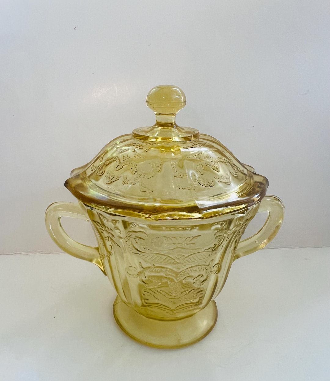 Depression Glass Amber Madrid Sugar With HTF Lid! Perfect Condition! - Etsy