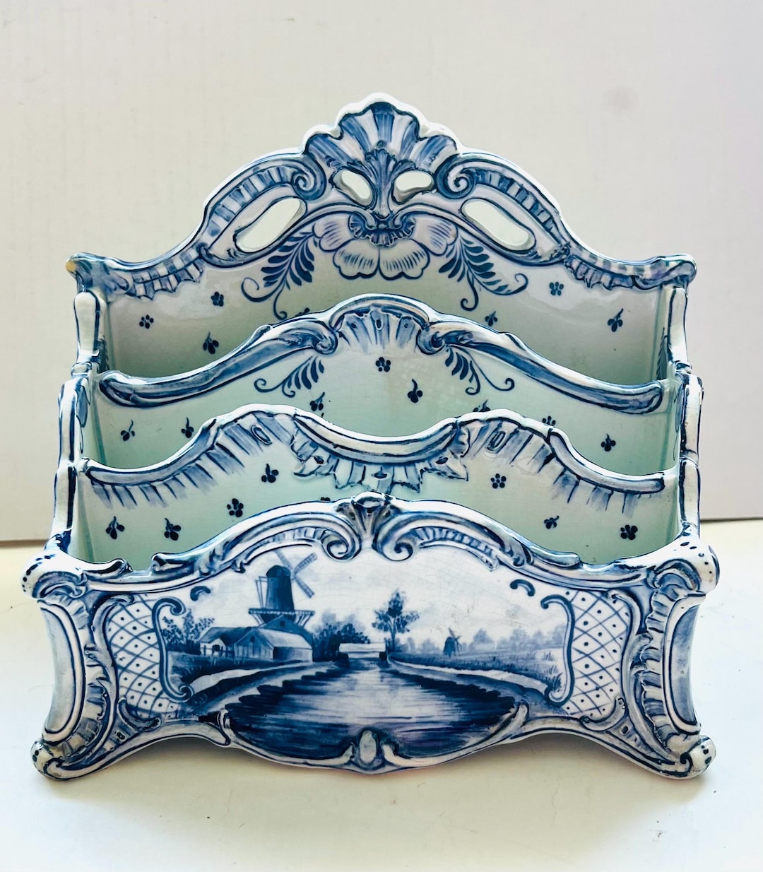 Royal Bonn Delft Antique Letter Holder, 6-1/4” Tall at Tallest, 7.5” W ...
