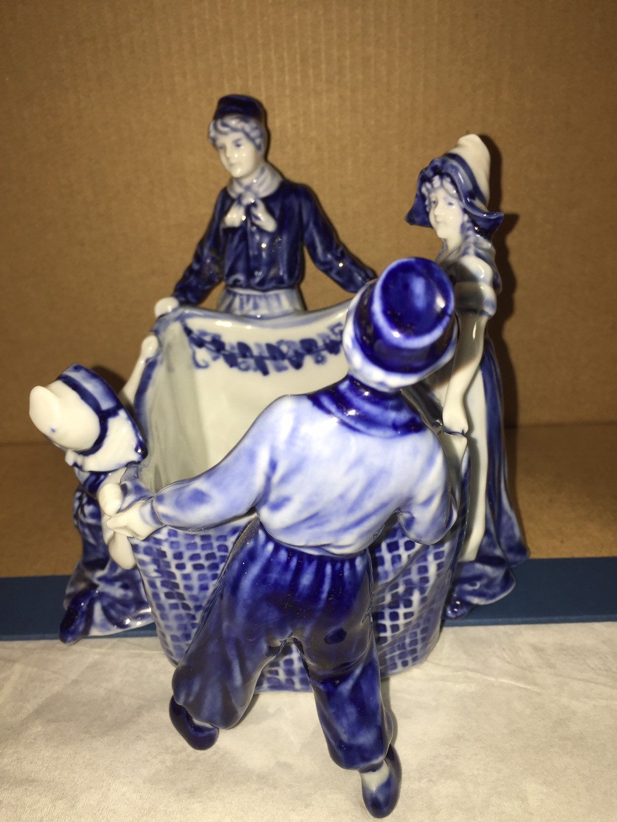 Rauenstein Thuringia Delft Porcelain 4 Figures in Fishing Attire Around ...