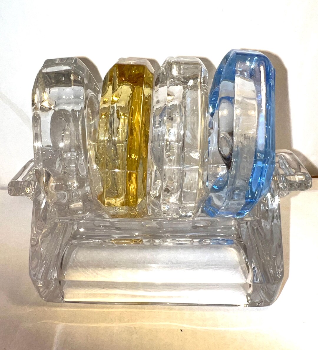 Cambridge Glass 5-pc Ashtray Set; Crystal, Mandarin Gold, & Moonlight ...