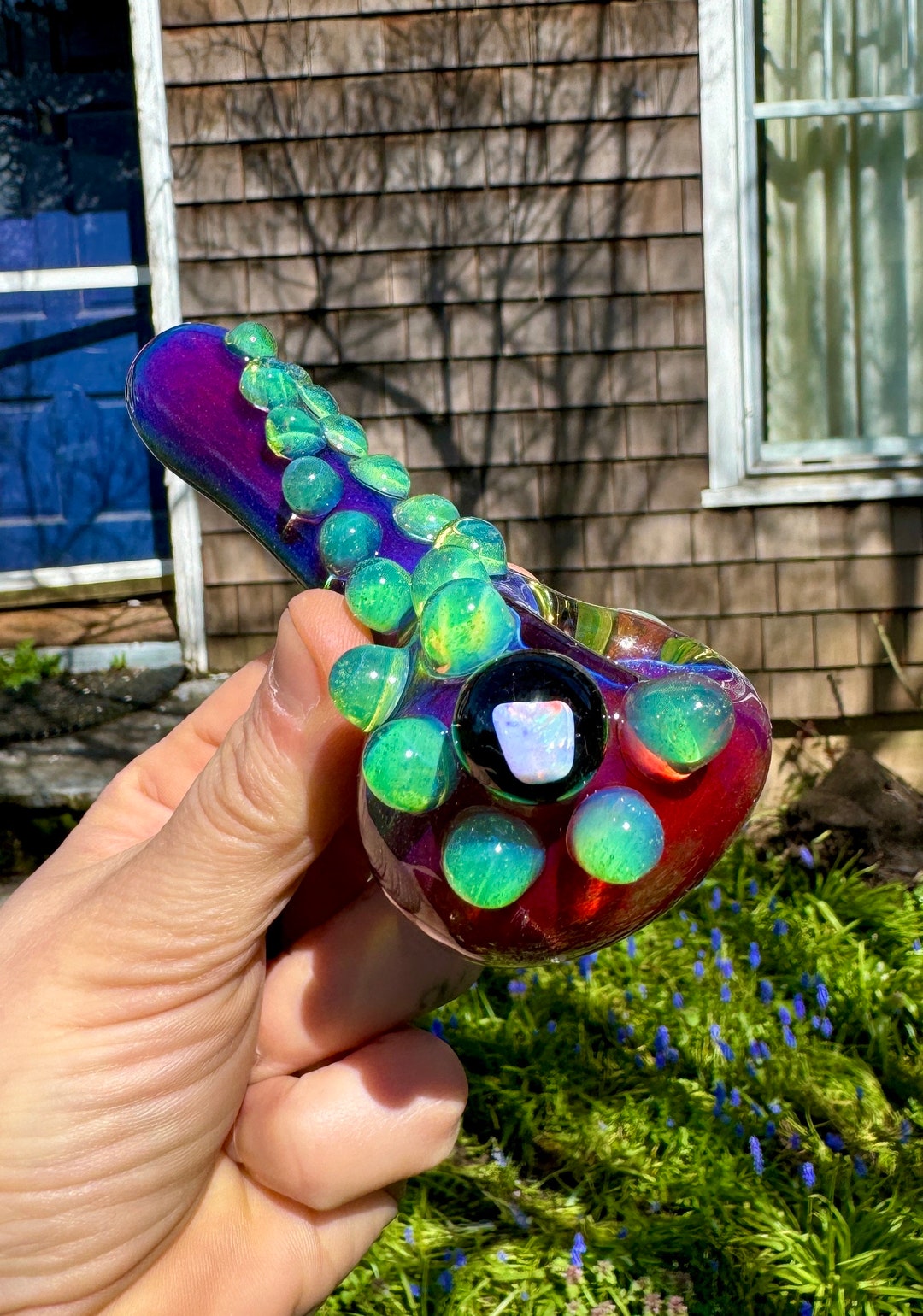 Heady Handblown Amber Purple Glass Smoking Pipe Heady Hippie Glass ...