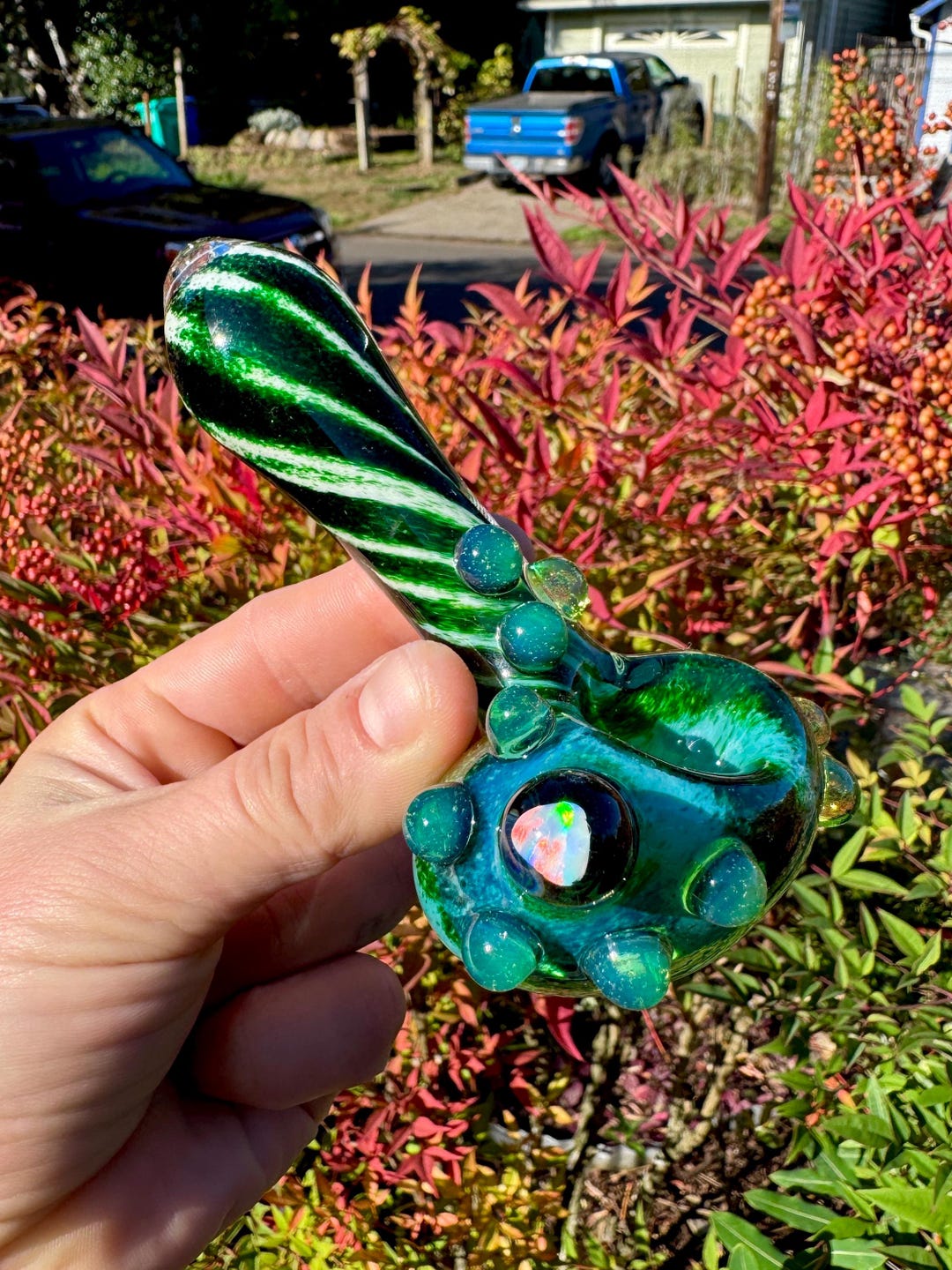 Twisted Experimental Green Pipe, Opal Hand Pipe, Blue Glass Pipe, Glass ...