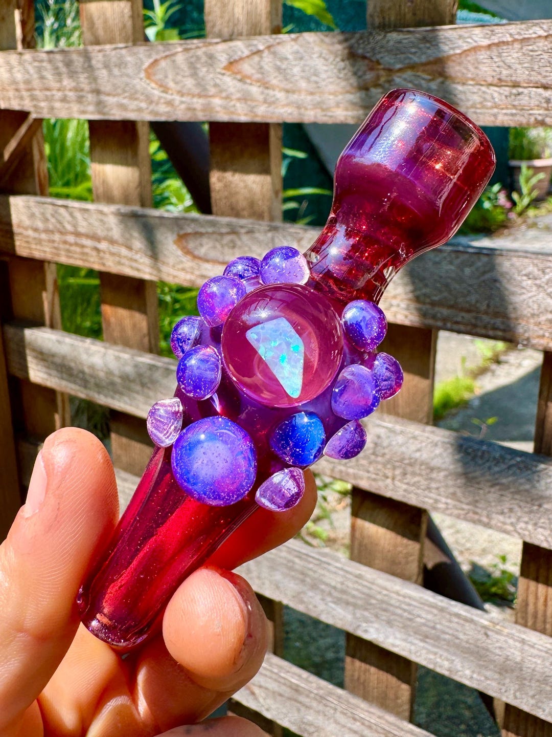 Pink Opal Pipe Heady Glass Pipe Glass Smoking Pipes Pink Girly Glass Unique Opal Pipe Pink ...