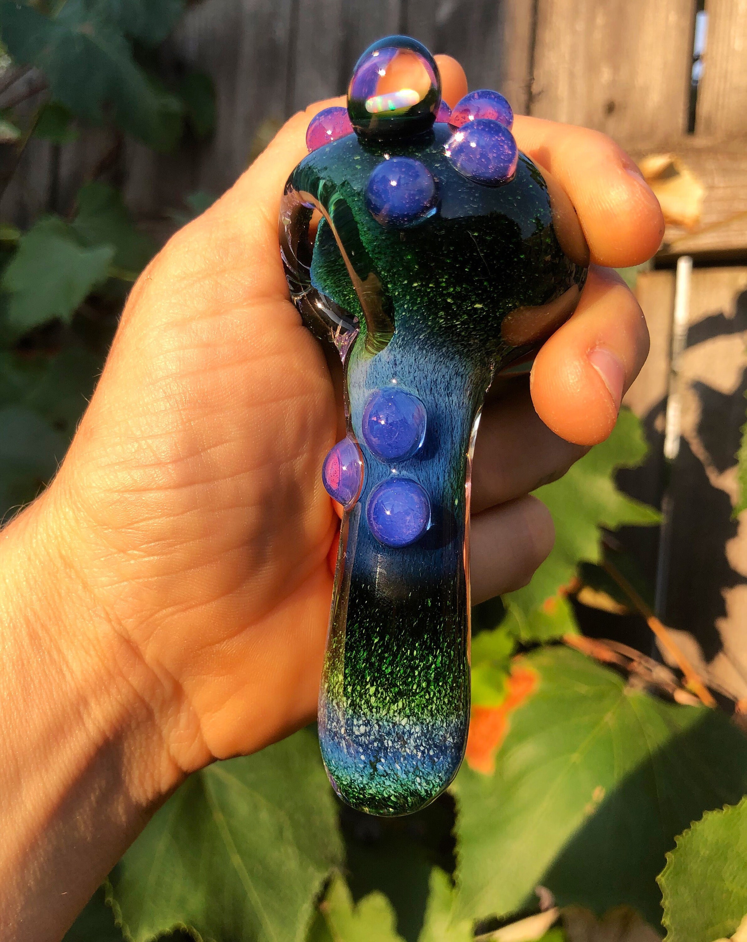Opal smoking pipe green alien pipe Glass Smoking pipes heady | Etsy