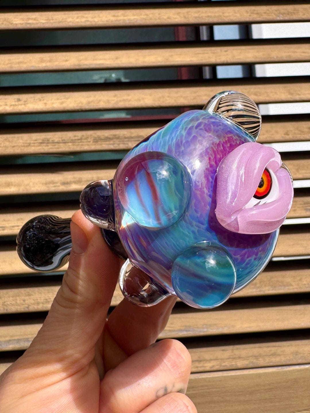 Heady Glass Alien Eyeball Pipe: Amber Purple Sci-fi Spoon - Etsy