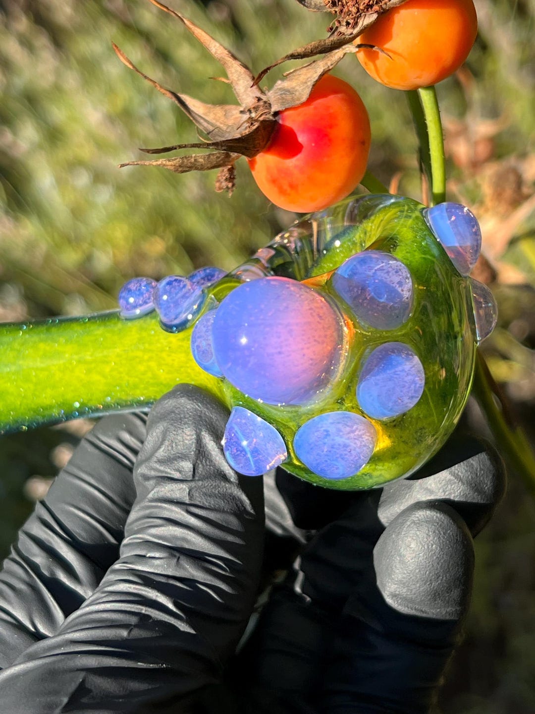 Dandelion Hand Blown Glass Pipe, Glass Pipe , Violet Pipe, Girly Pipe ...