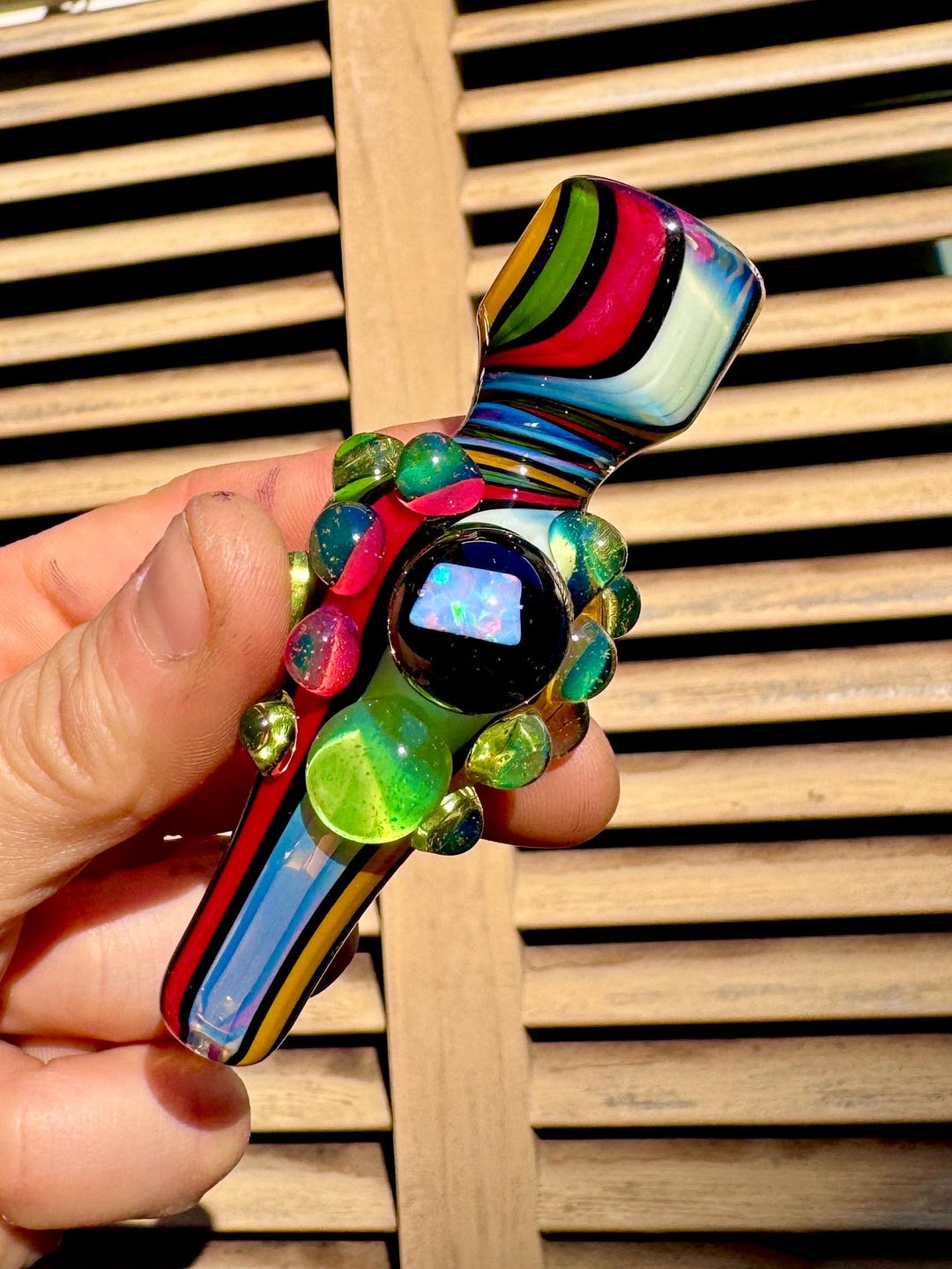 Rasta Chillum Heady Linework Chillum Heady Glass Pipe Handblown Glass Pipe Purse Pipe Unique ...