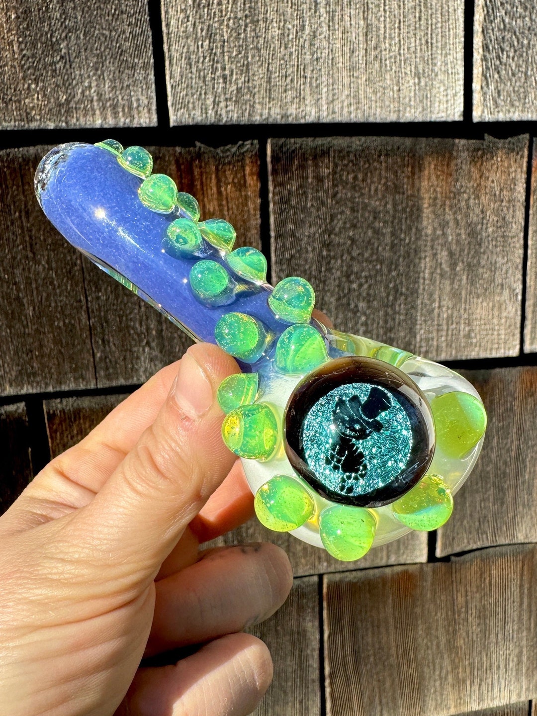 Cheshire Cat Pipe, Glass Smoking Pipe, Pink Dichroic Glass, Glass ...