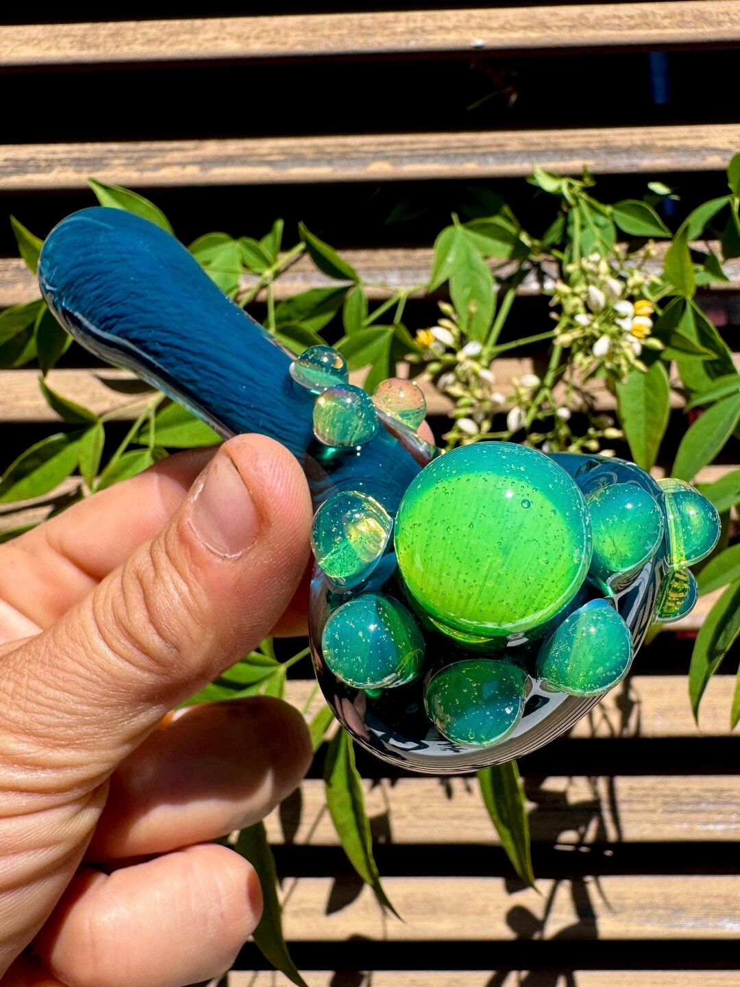 Royal Blue and Slyme Dot Pipe, Hand Pipe, Blue Glass Pipe, Glass ...