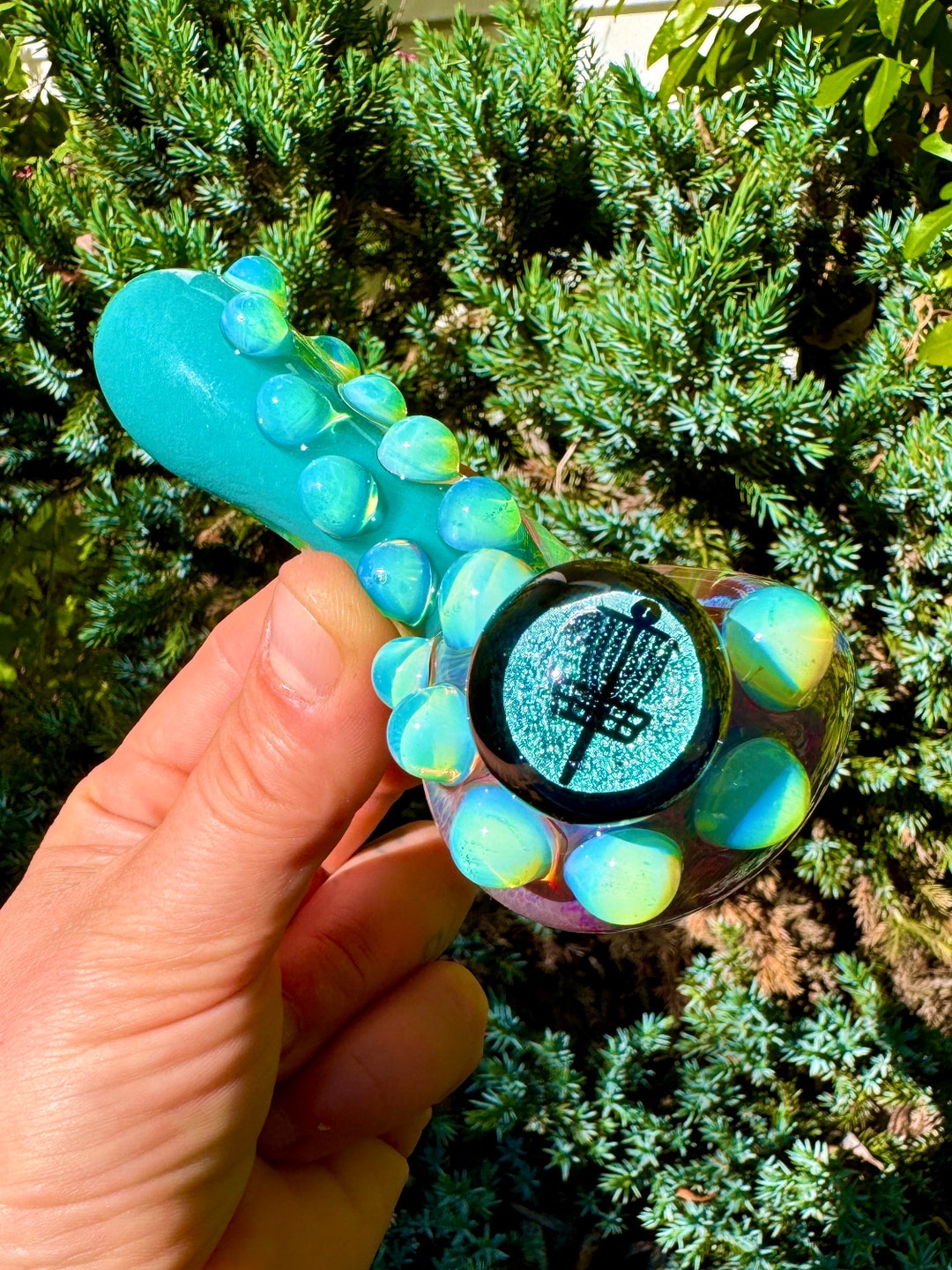 Frisbee Golf Pipe, Disc Golf Pipe, Green Glass Pipe, Pipe,hand Blown ...