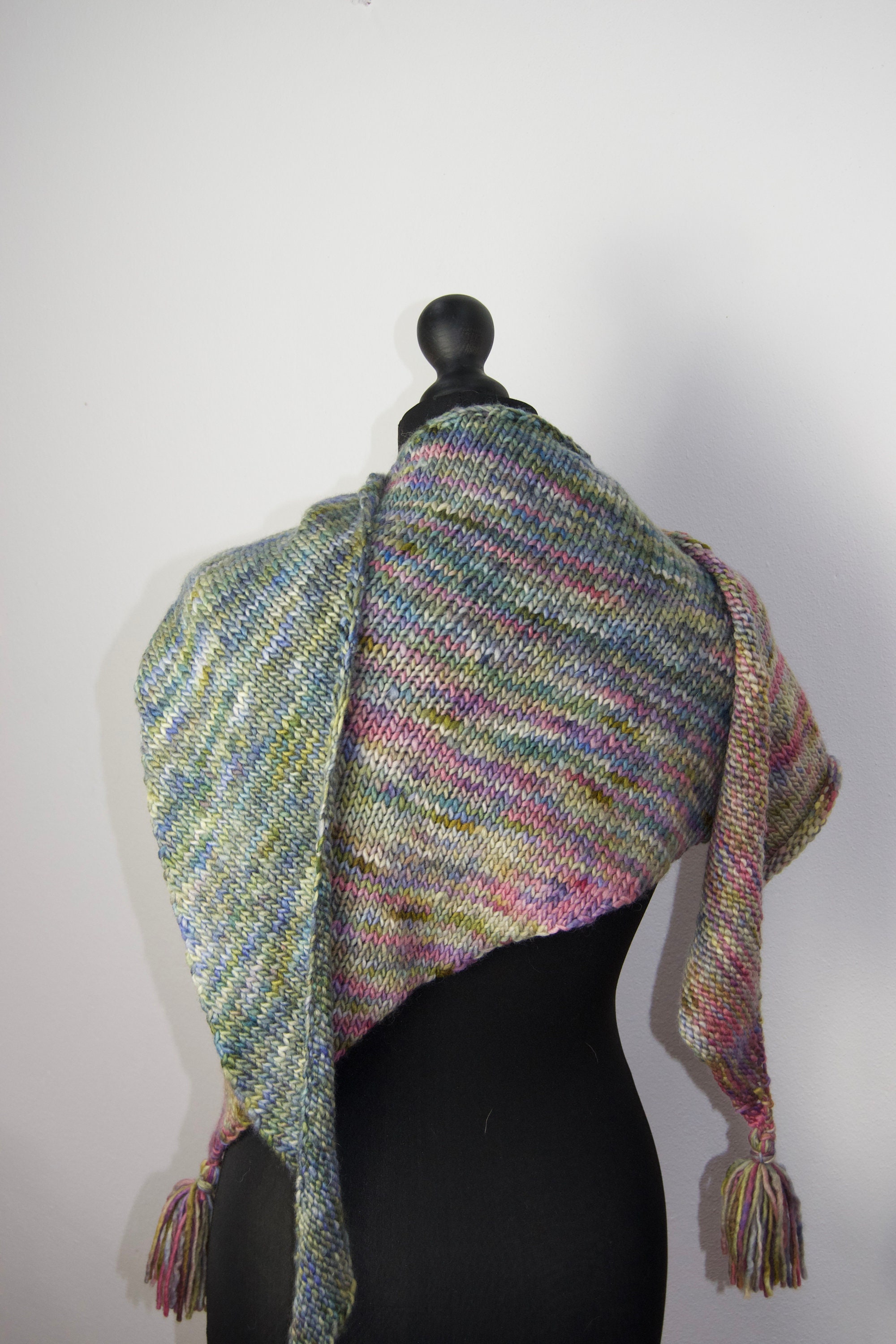 Boho shawl Hand knit Merino shawl Triangle wool wrap with | Etsy