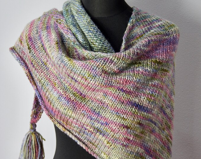Boho Shawl, Hand Knit Merino Shawl, Triangle Wool Wrap With Tassels - Etsy