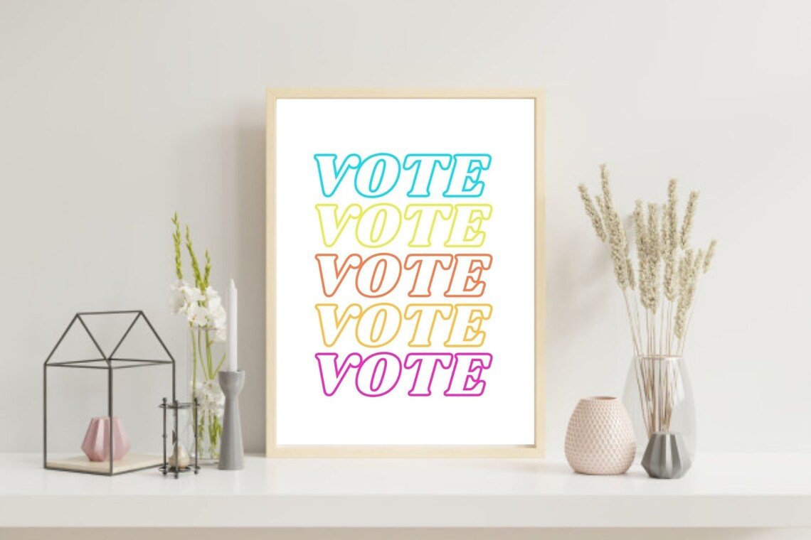 Vote Print Multi Neon Color Election Print Download - Etsy