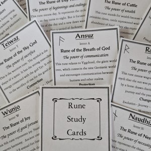 RUNE STUDY Cards - Rune Information Cards - Rune Beginners - Learning ...