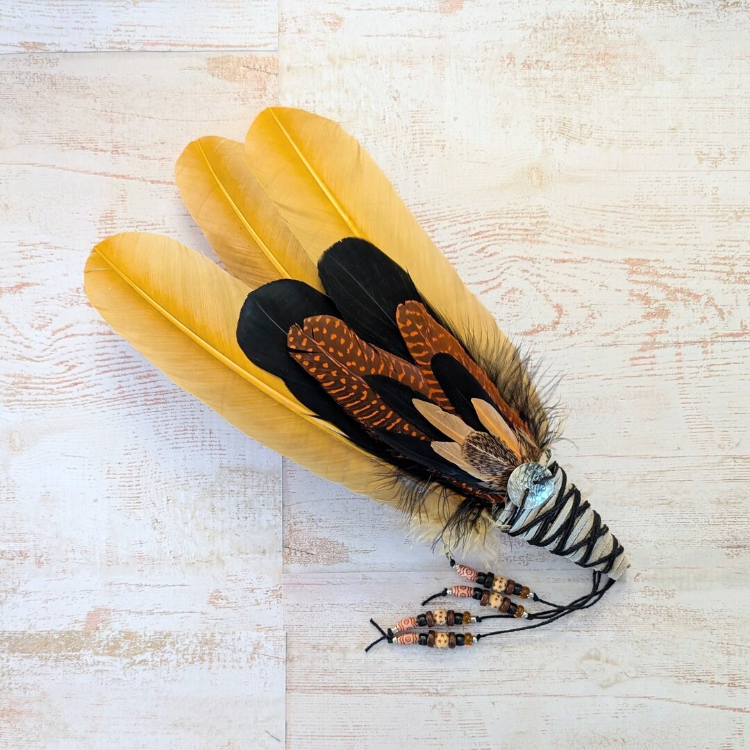 Smudge Feather Fan - Spiritual Smudging Ritual - Decorated Feather ...