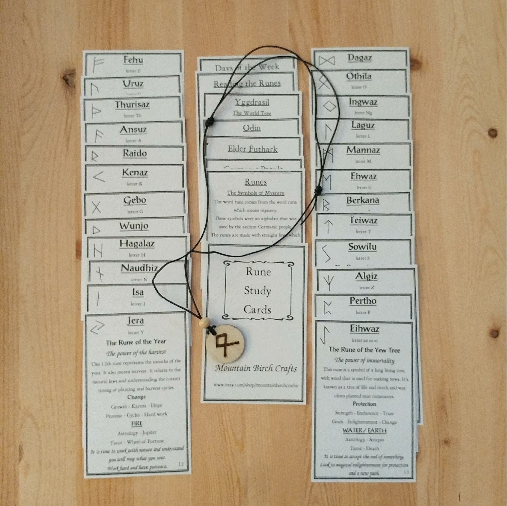 RUNE STUDY Cards Rune Information Cards Rune beginners | Etsy