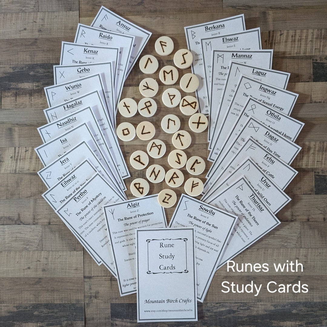 Wood Runes - RUNE STUDY Cards - Rune Information Cards - Rune Beginners ...