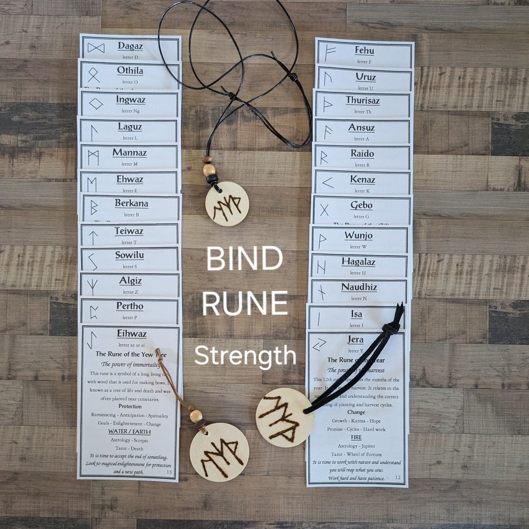 BIND RUNE for Strength - Rune Study Cards - Rune Necklace - Bind Runes ...