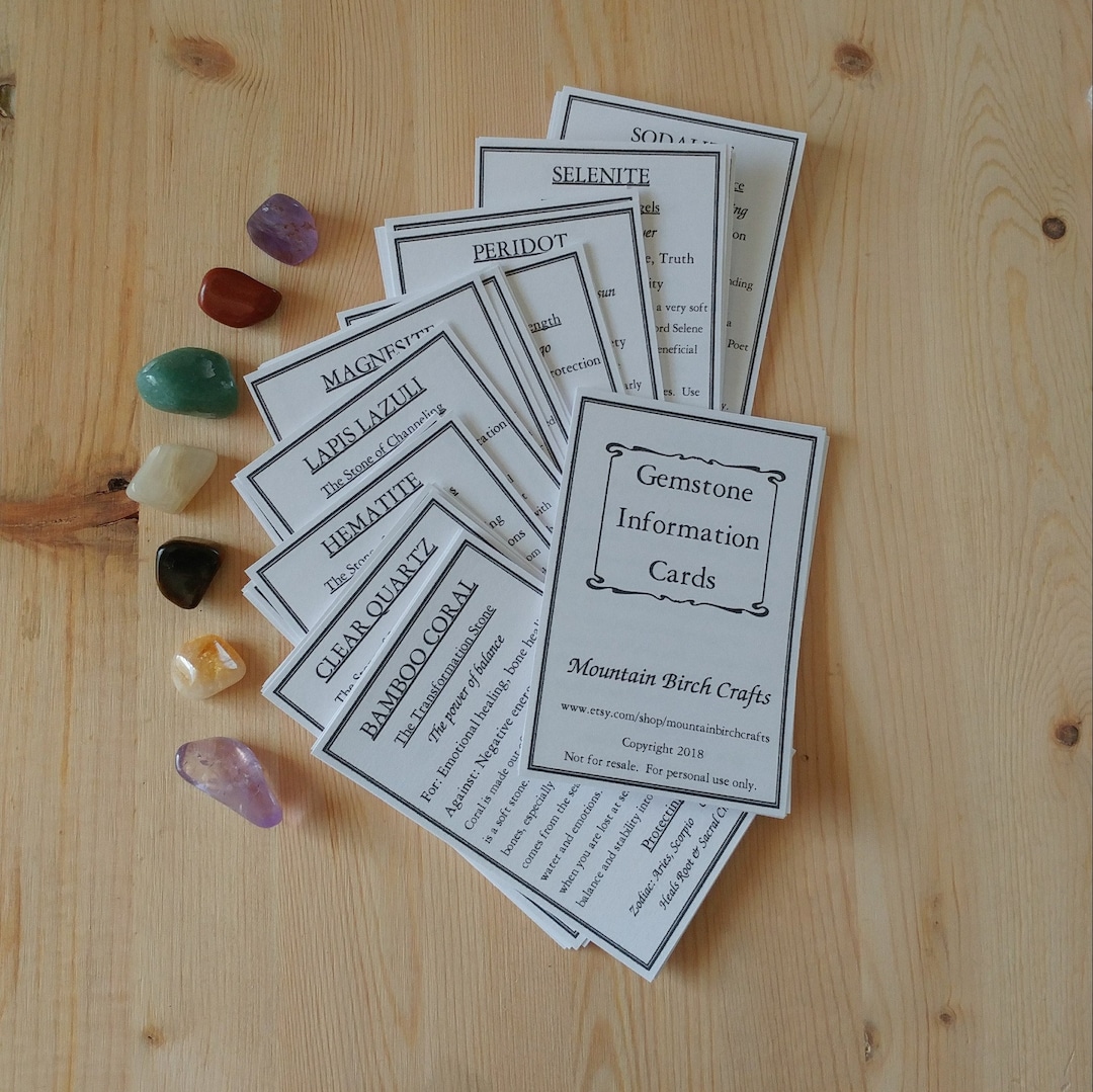 Gemstone Information Cards Crystal Cards Meaning of Stones Gemstone ...