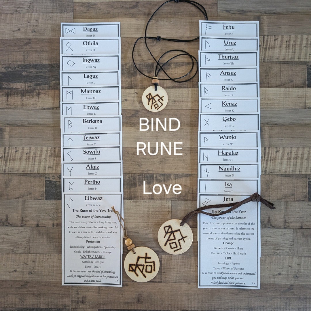 BIND RUNE for Love Rune Study Cards Rune Necklace Bind Runes Rune ...