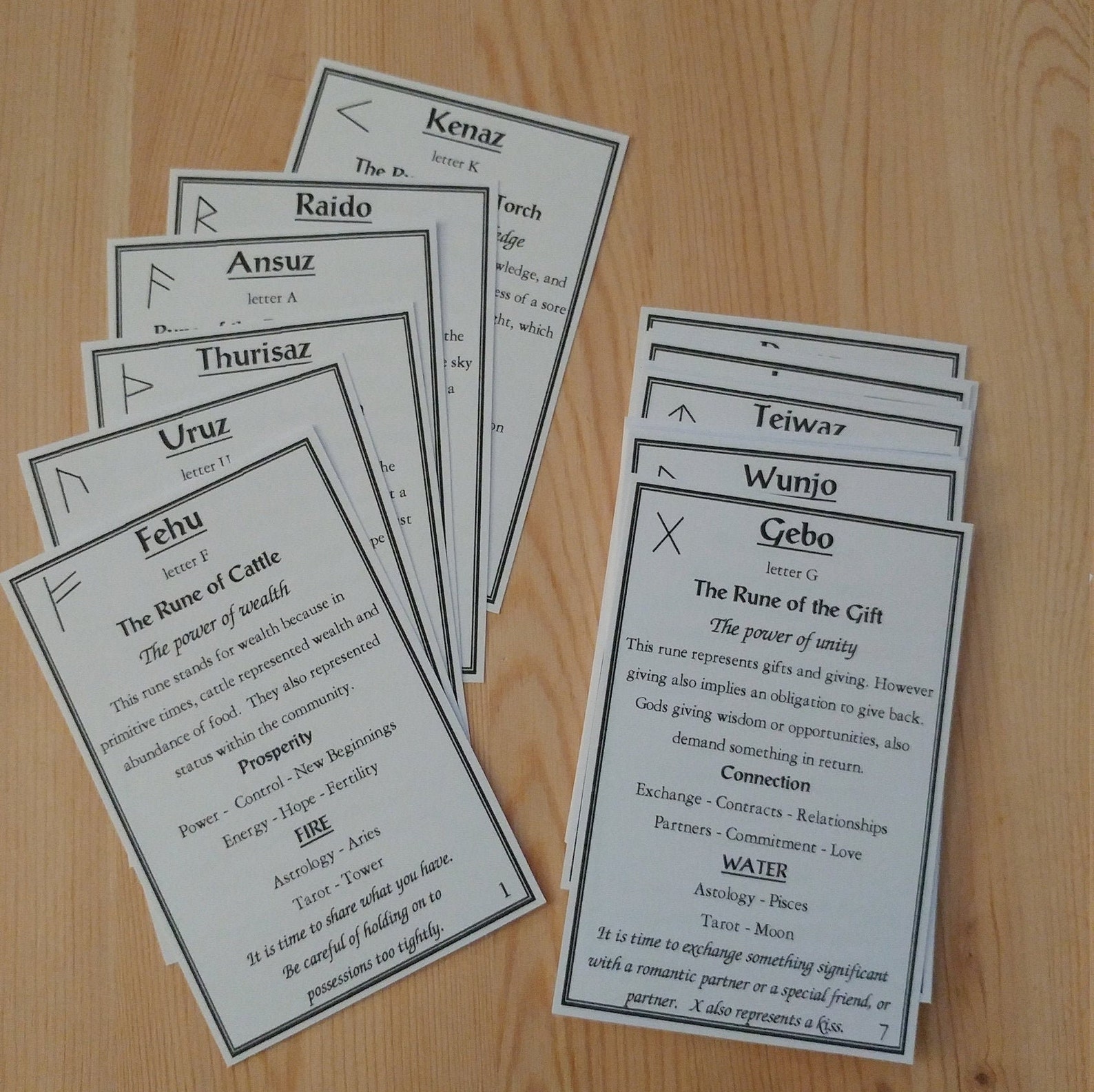 RUNE STUDY Cards Rune Information Cards Rune beginners | Etsy