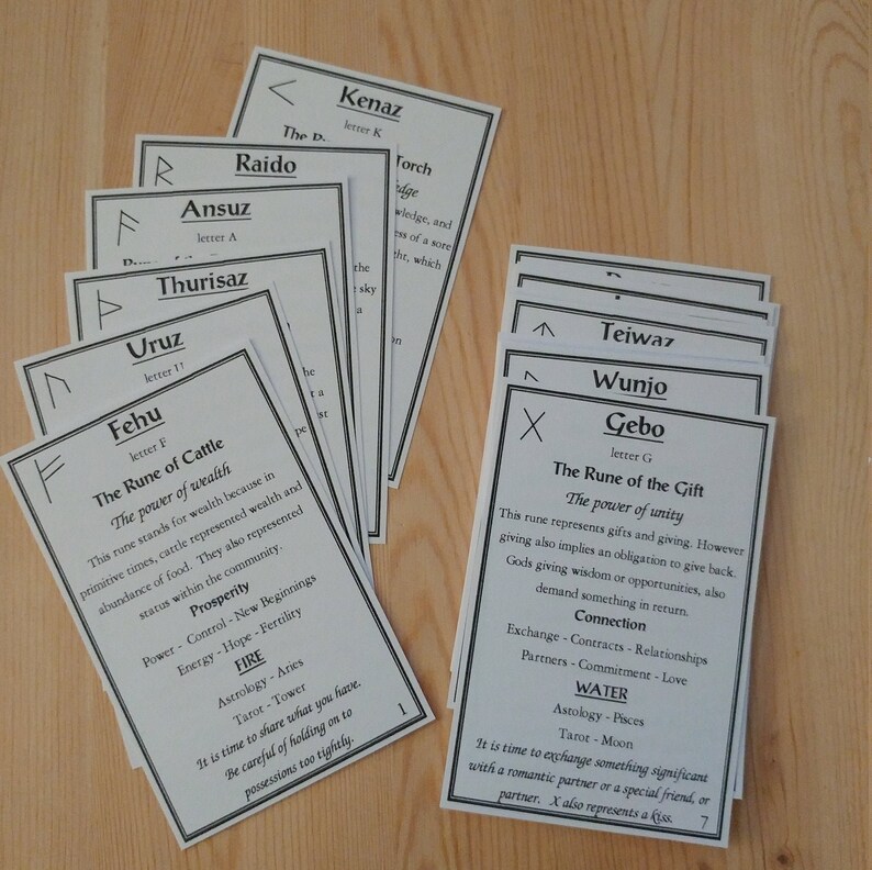 RUNE STUDY Cards Rune Information Cards Rune Beginners - Etsy