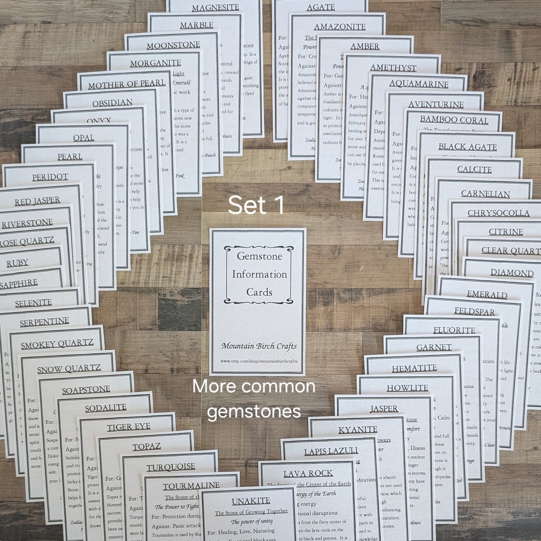 Gemstone Information Cards - Crystal Cards - Meaning of Stones ...