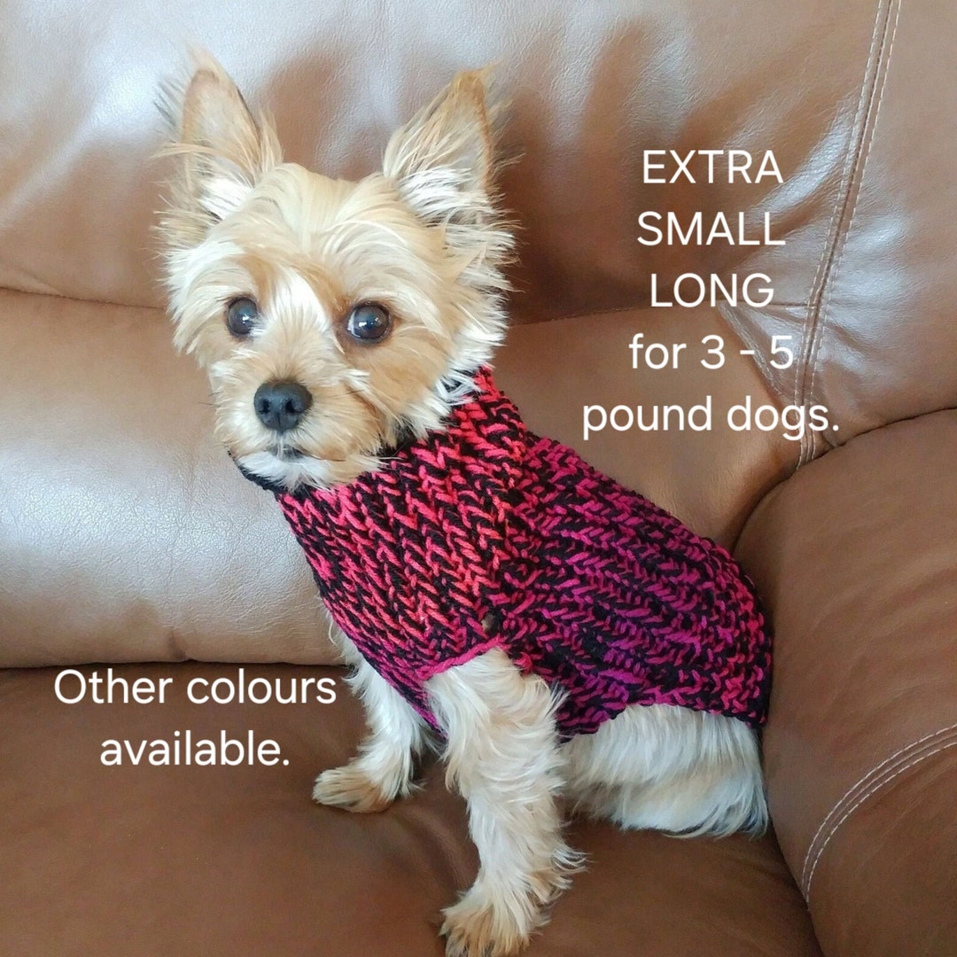 Hand Knit Sweater for Dogs 3 to 5 Pounds - EXTRA SMALL LONG - Etsy