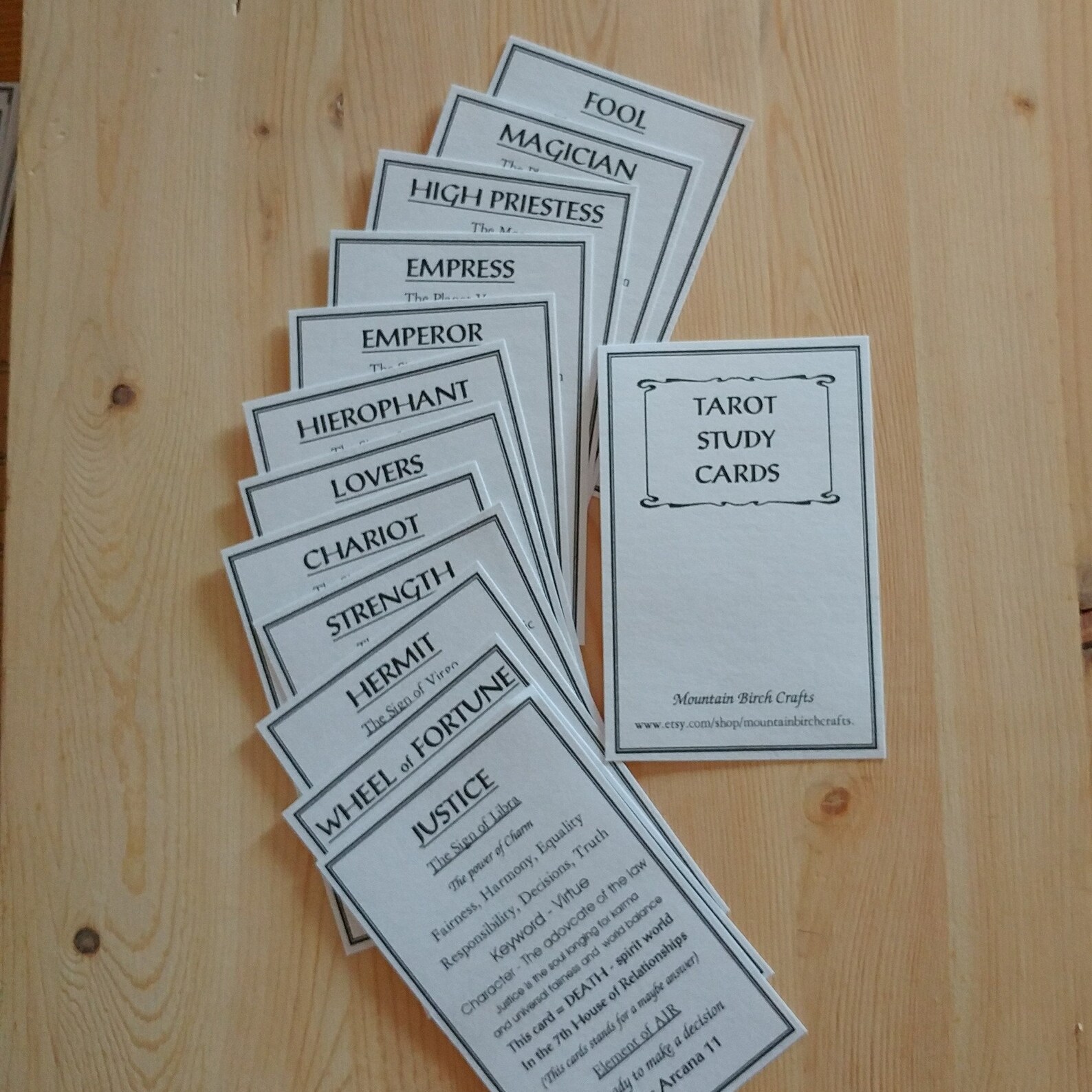 TAROT STUDY Cards Tarot Flash Cards tarot Information Cards - Etsy