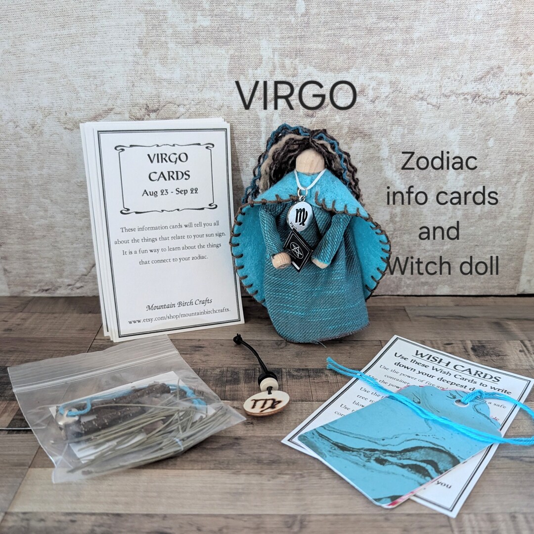 VIRGO Zodiac Witch Doll - Virgo Horoscope Info Cards - Sunsign Virgo ...