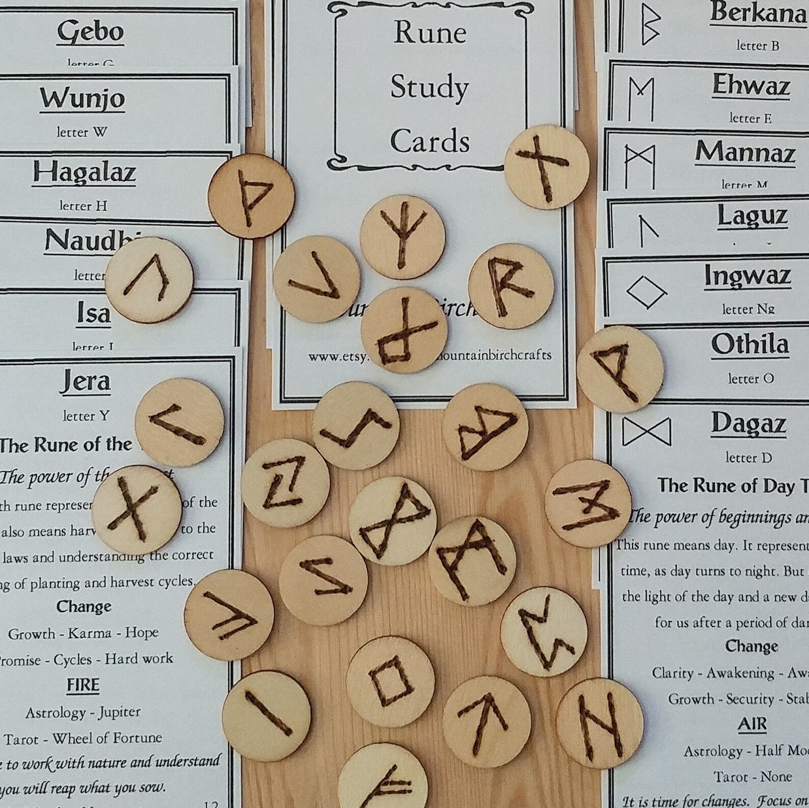 Wood Runes RUNE STUDY Cards Rune Information Cards Rune | Etsy